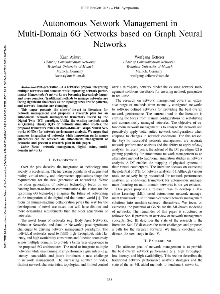 Autonomous Network Management In Multi Domain 6g Networks Based On