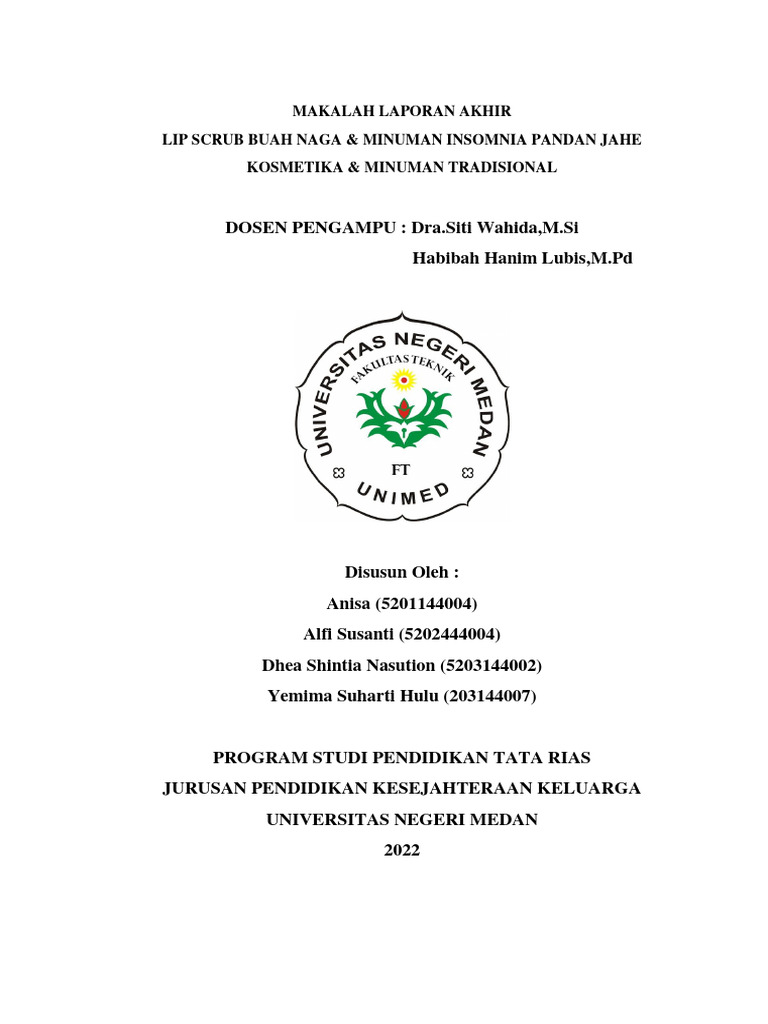 Makalah Laporan Akhir Kosmetika & Minuman Tradisional Fix | PDF