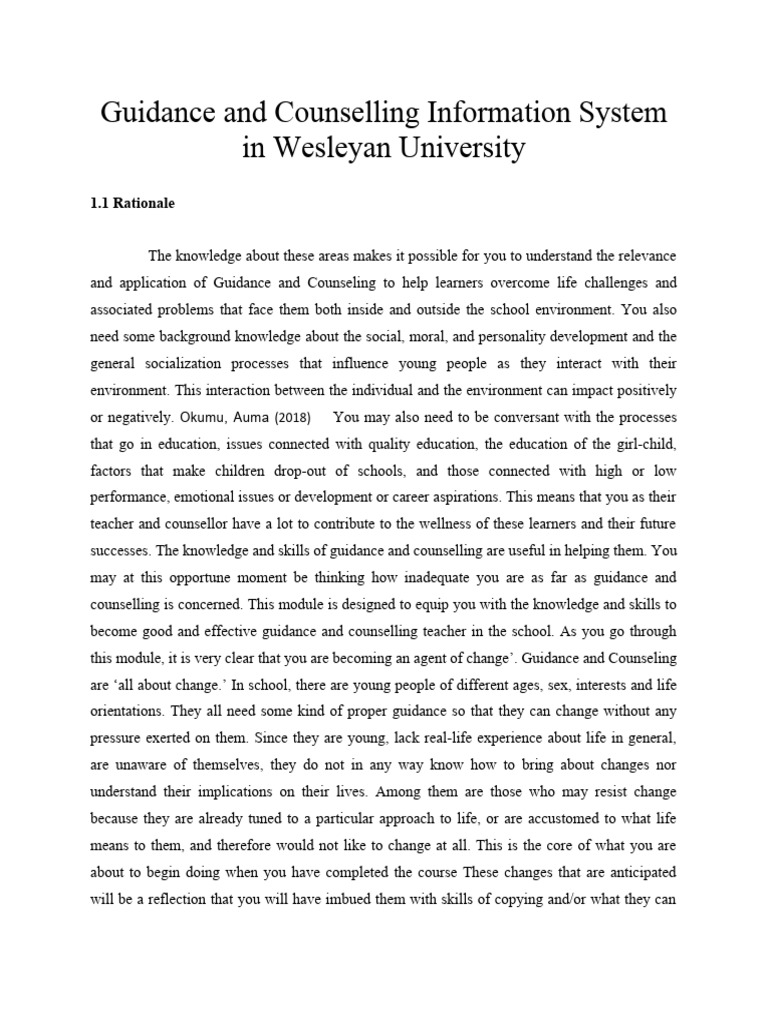 Wesleyan University Counseling System | PDF | School Counselor | Cognition