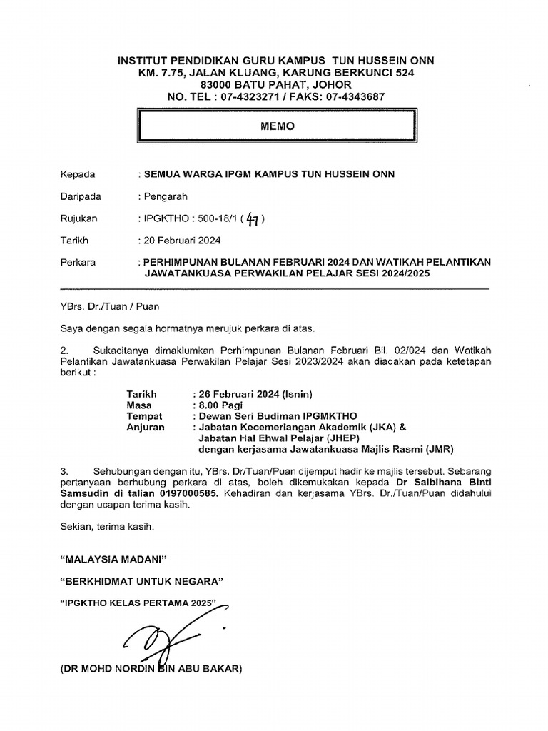 PERHIMPUNAN BULANAN FEBRUARI 2024 DAN WATIKAH PELANTIKAN JAWATANKUASA ... PERHIMPUNAN BULANAN FEBRUARI 2024 DAN WATIKAH PELANTIKAN JAWATANKUASA ...