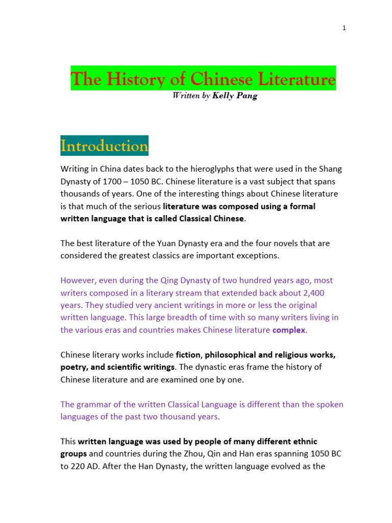 Overview of Chinese Literary History | PDF | Han Chinese | Qing Dynasty