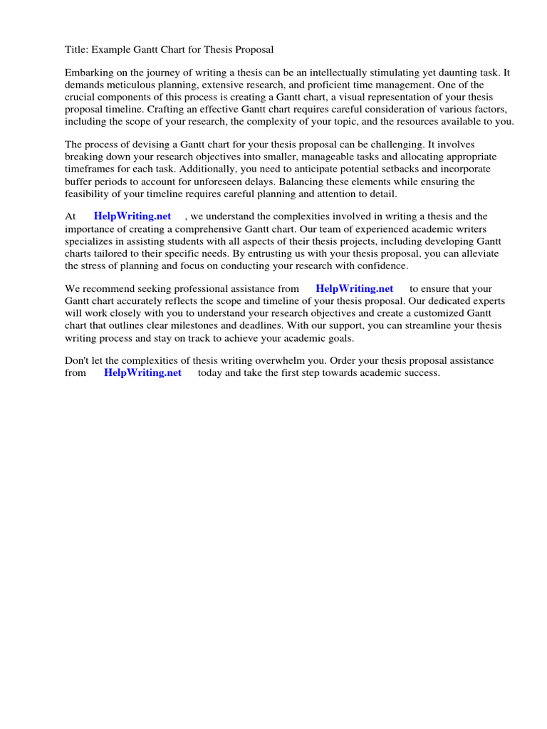 Example Gantt Chart For Thesis Proposal | PDF