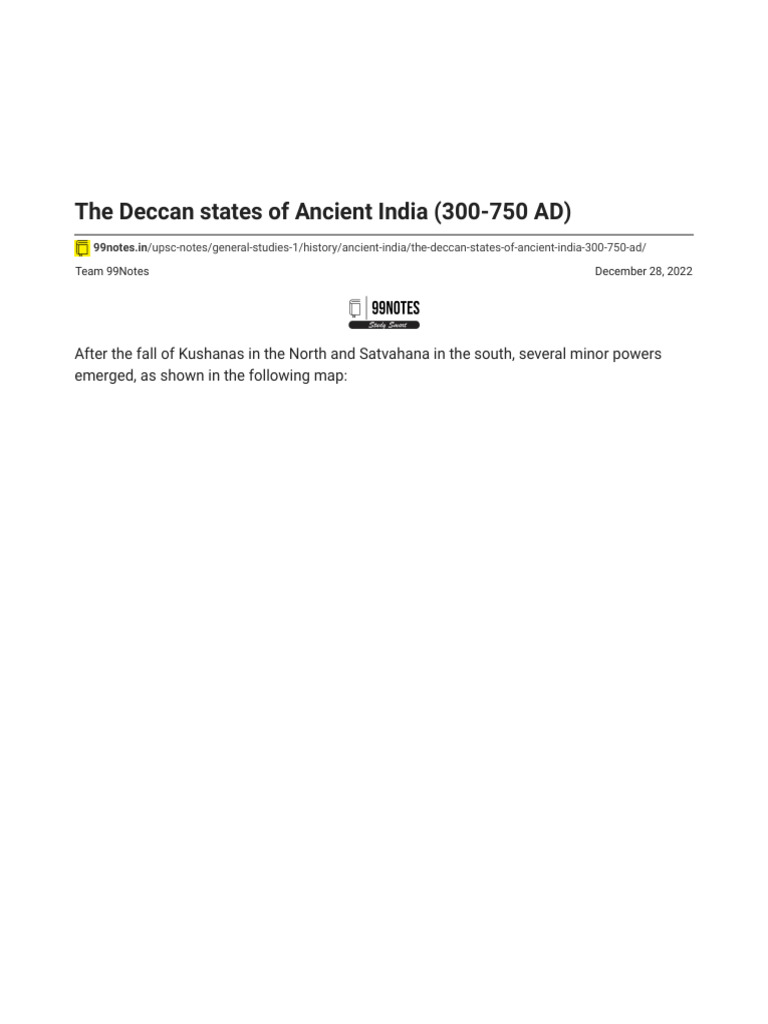 The Deccan States of Ancient India (300-750 AD) | PDF