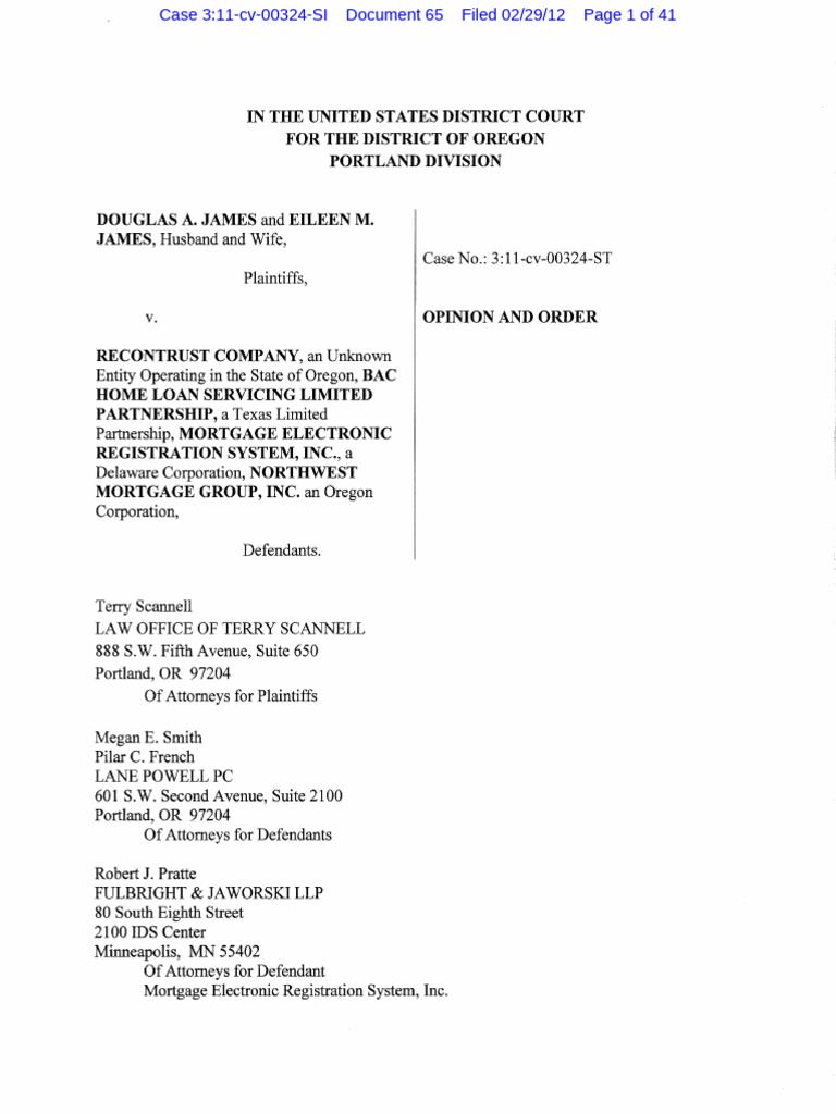 Mers Smackdown Oregan Court | PDF | Mortgage Law | Real Estate Law