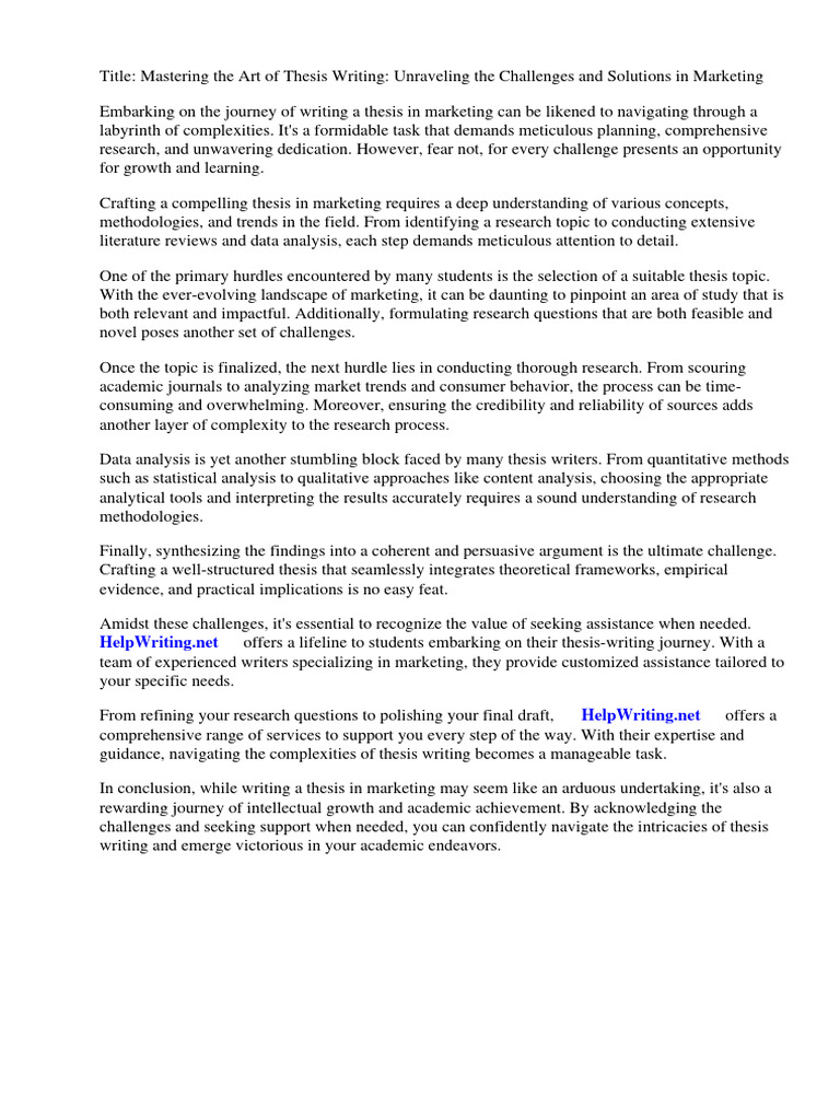 Thesis Examples Marketing | PDF