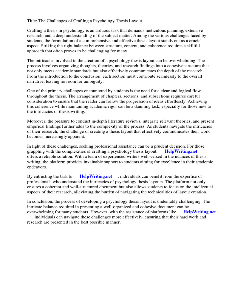 Psychology Thesis Layout | Download Free PDF | Thesis | Psychology