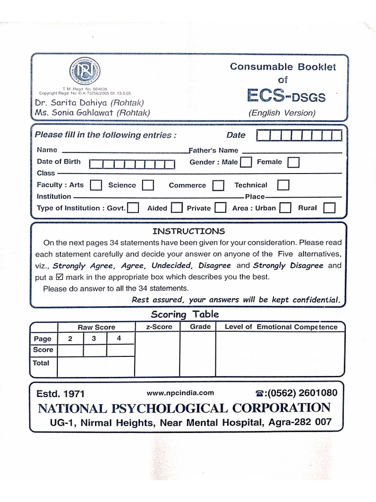 ECS - Questionnaire | PDF