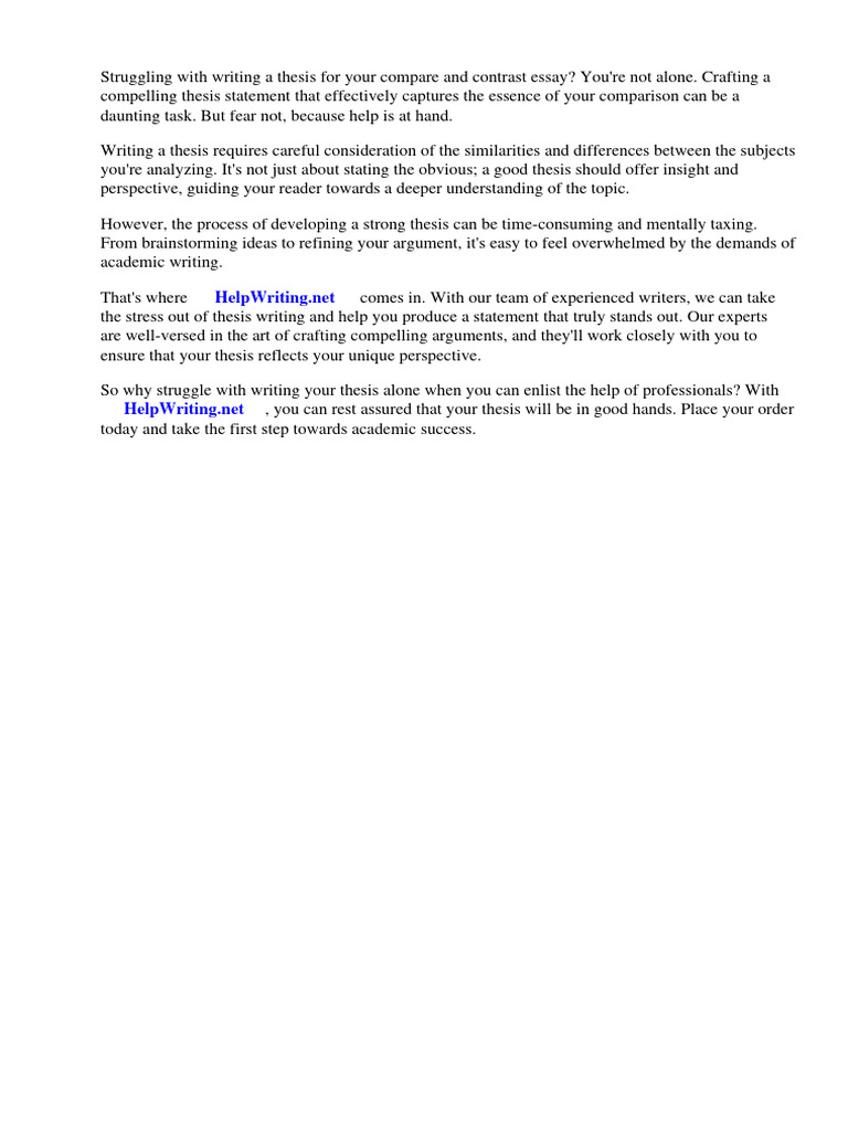 Good Thesis Examples For Compare and Contrast | PDF | Essays | Thought