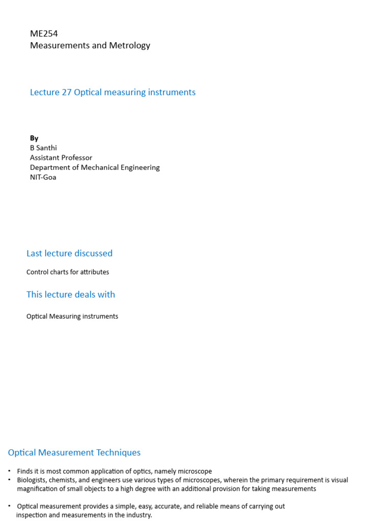 L27 - Optical Measuring Instruments | PDF | Interferometry | Optics