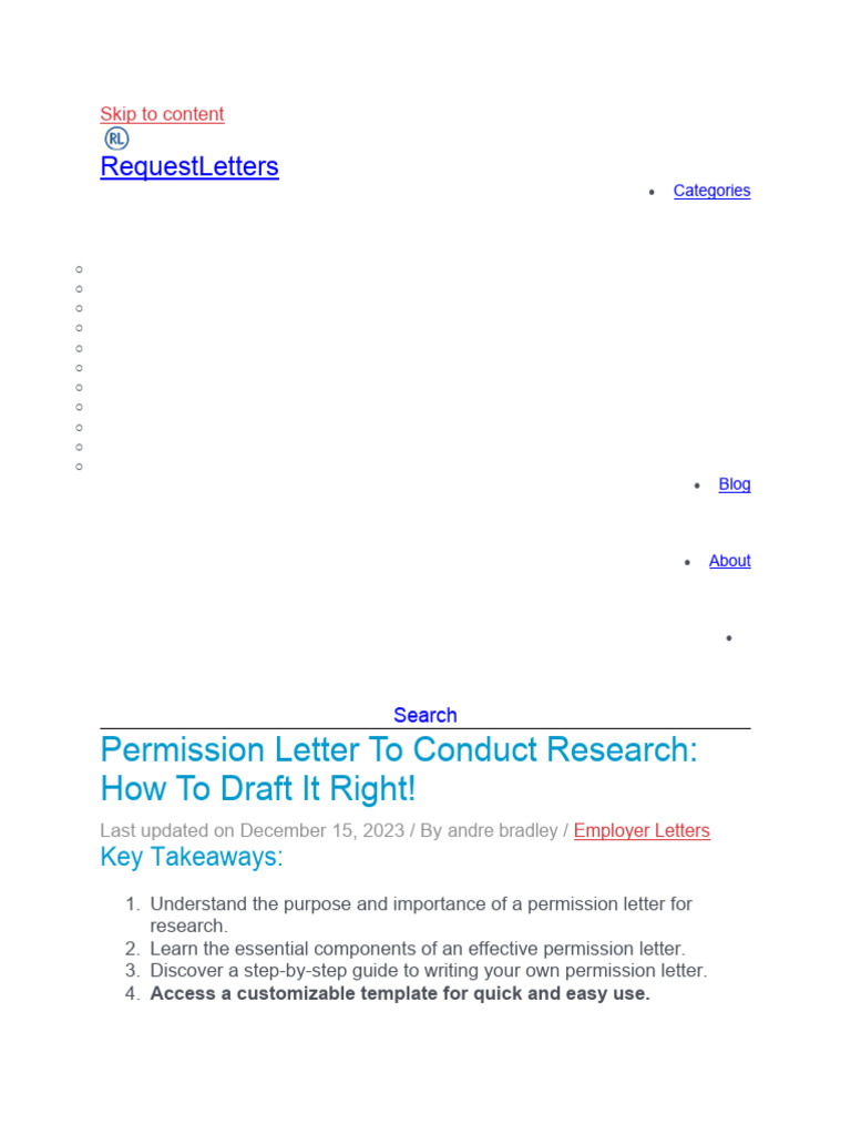 How to Write Permission Letter to Conduct a Study | PDF