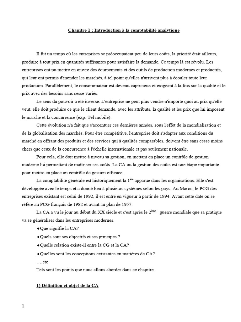 CA Chapitre 1 | PDF
