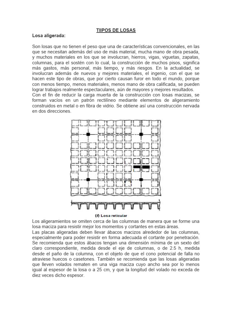 Tiipos de Losas | PDF | Hormigón | Viga (Estructura)