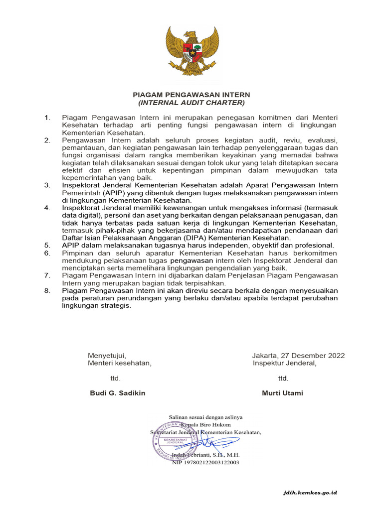 Piagam Pengawasan Intern Signed Pdf Bisnis 