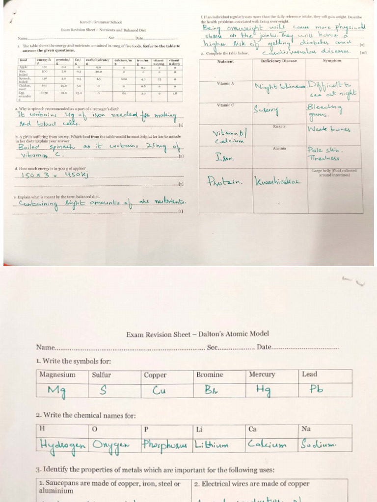 Exam Revision Worksheets. | PDF