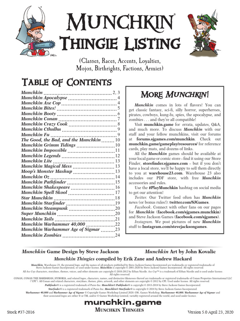 Munchkin Munchkin Lista de Coisinhas 259589 | PDF