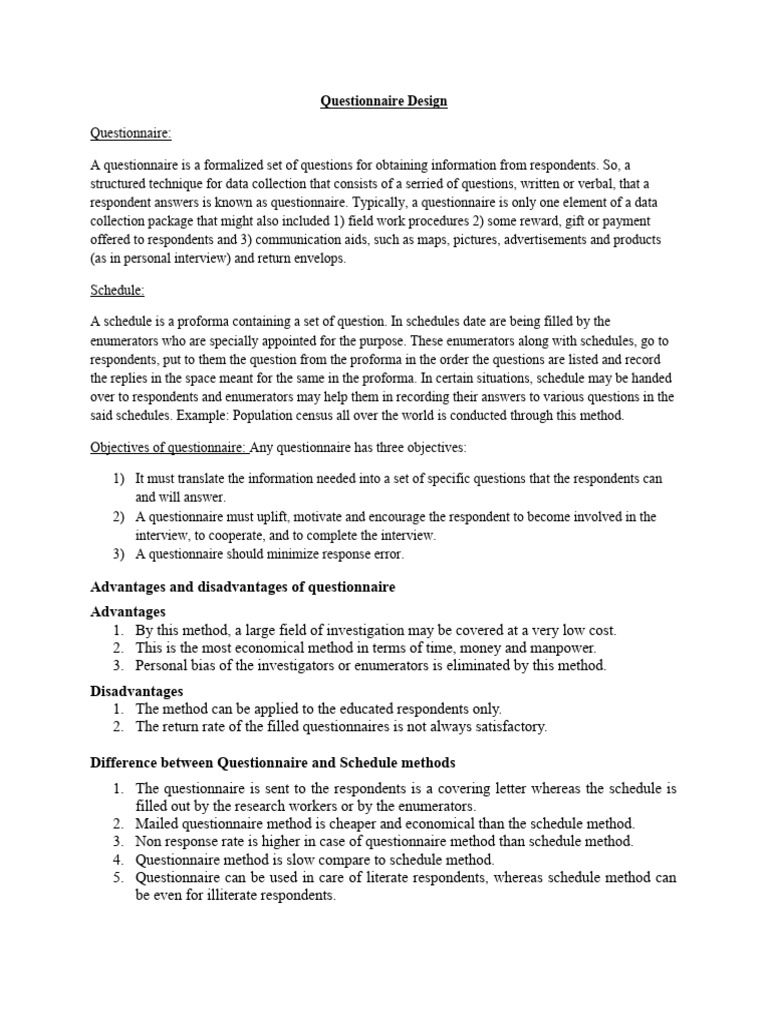Questionnaire Design | Download Free PDF | Questionnaire | Survey Methodology