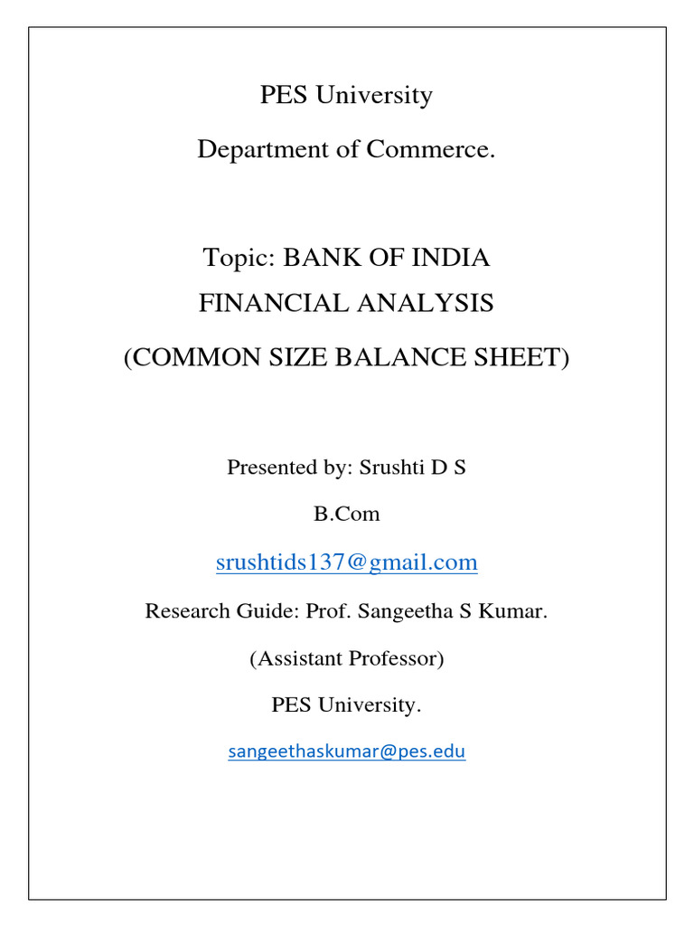 Bank of India Financial Analysis Report | PDF | Banks | Equity (Finance)