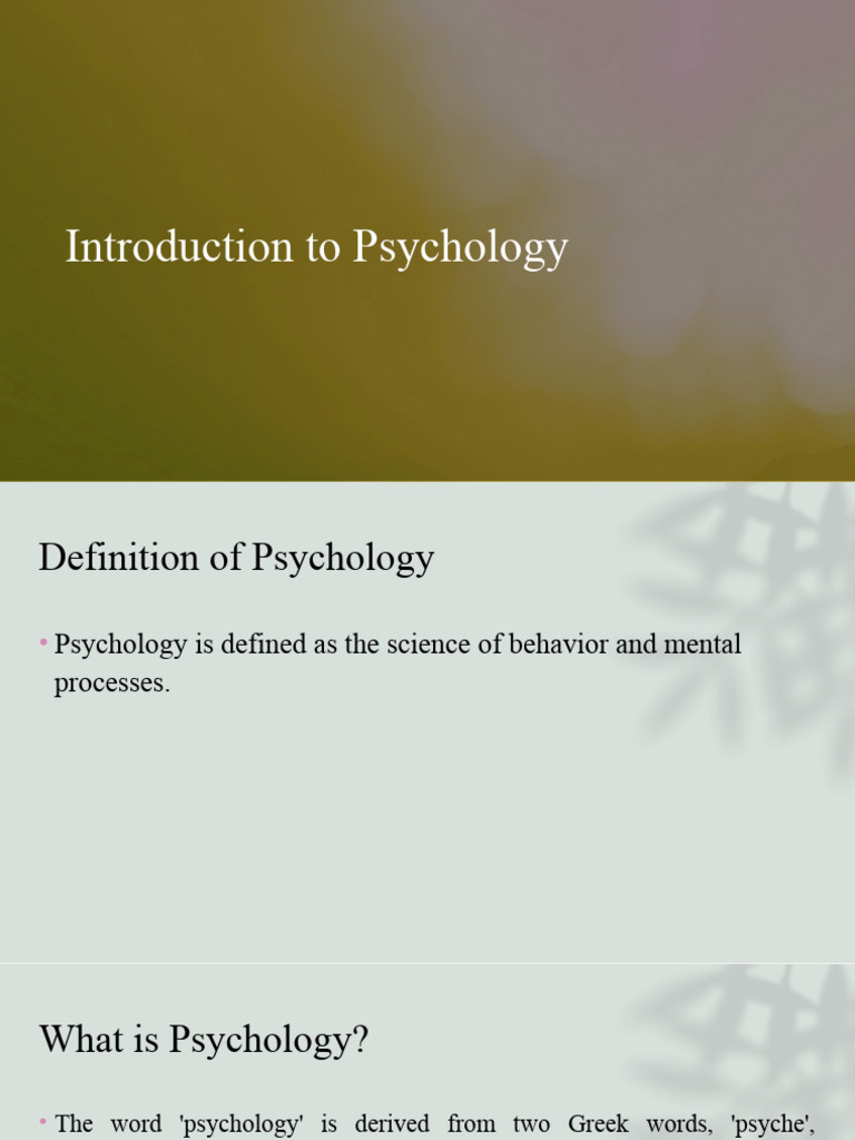 Introduction To Psychology LECCture - 1 | PDF