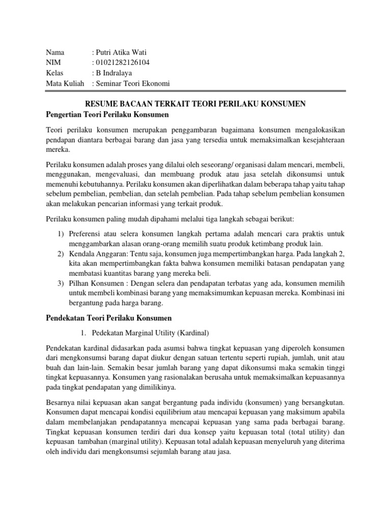 Resume Bacaan Perilaku Konsumen | PDF