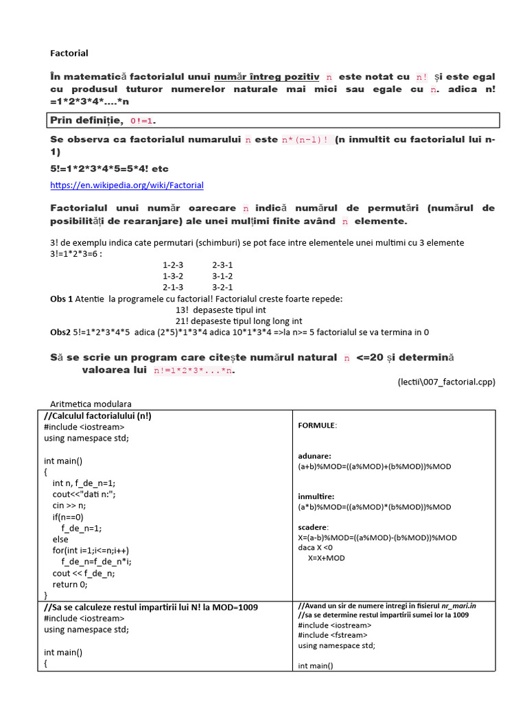 Factorial Cpp Pdf