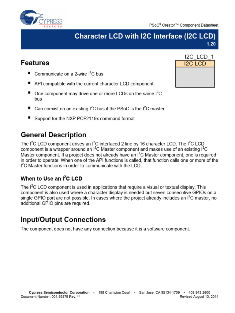 Infineon-Component - I2C - LCD - 1.20-Software Module Datasheets-V01 - 02-EN | PDF | Integer ...