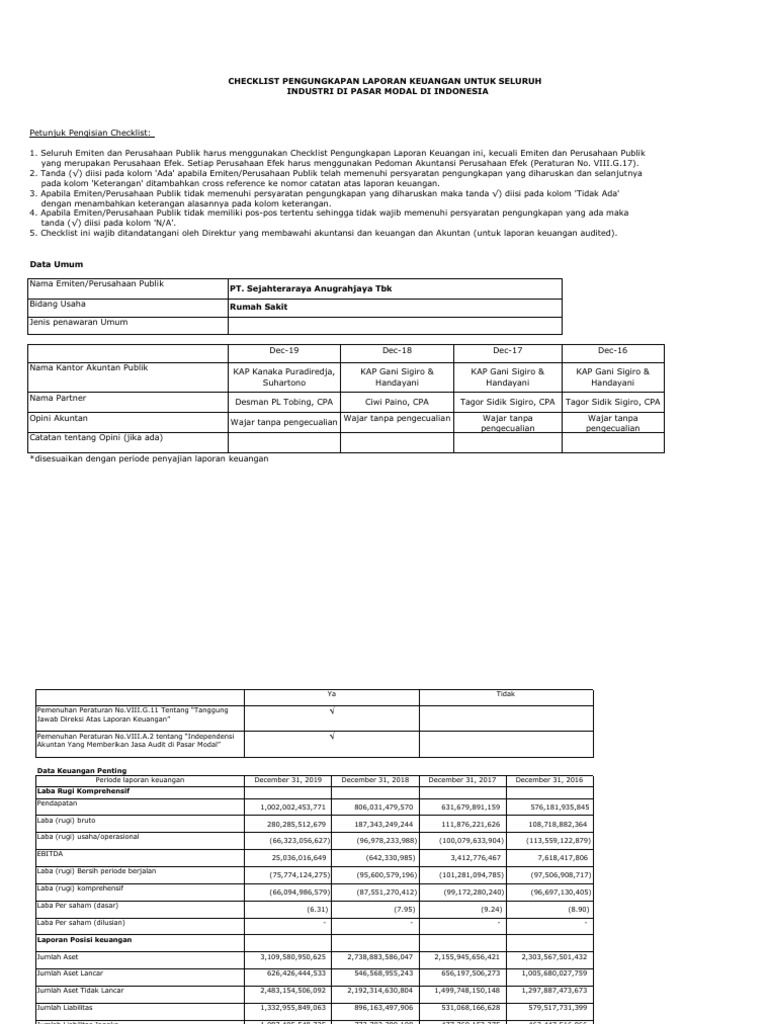 Checklist PLK OJK 2019 | PDF | Pengelolaan Keuangan & Uang