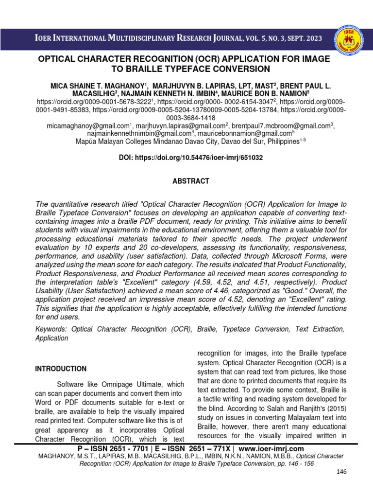 Optical Character Recognition Ocr Application For Image To Braille