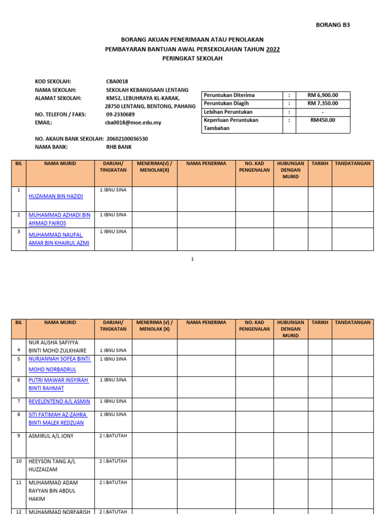 Borang Akuan Penerimaan D Bap 2022 | PDF