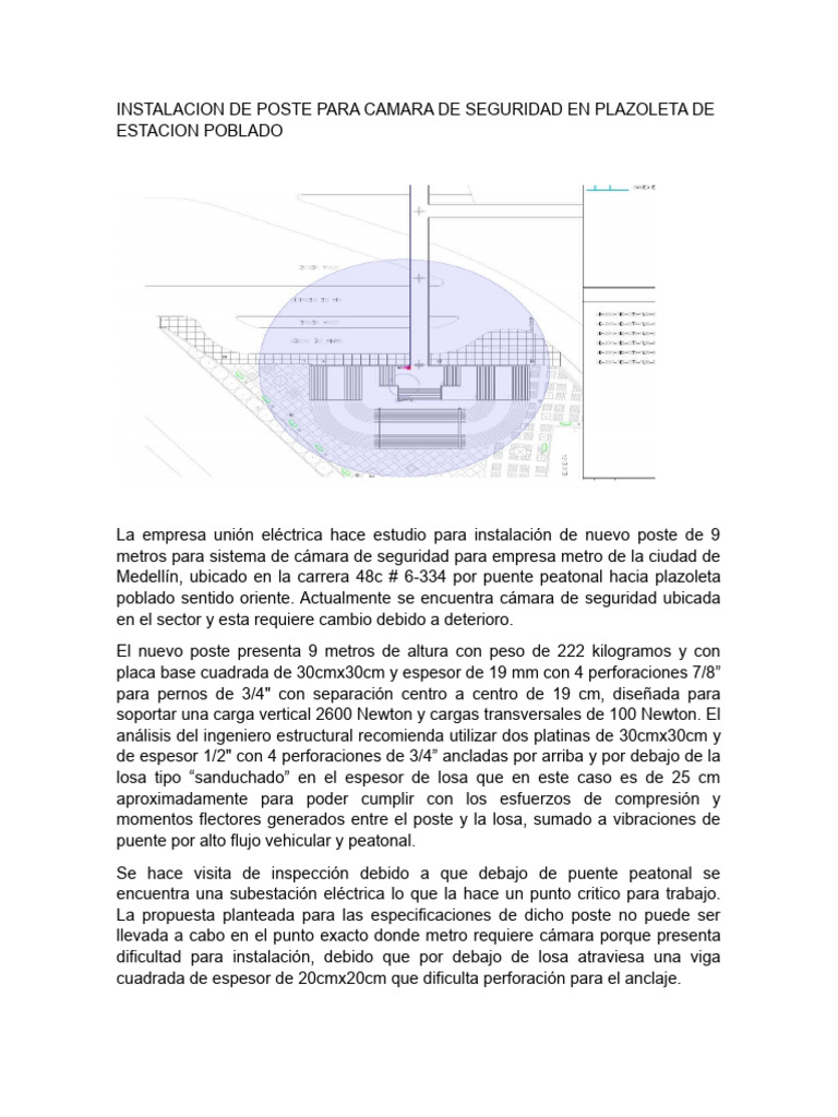 Instalacion de Poste para Camara de Seguridad en Plazoleta de Estacion ...