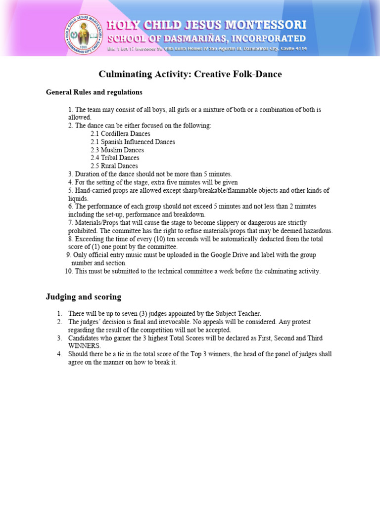 Folk Dance MECHANICS and GUIDELINES | PDF