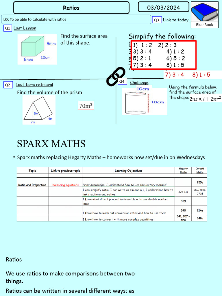 Ratios - Year 9 | PDF | Ratio | Area