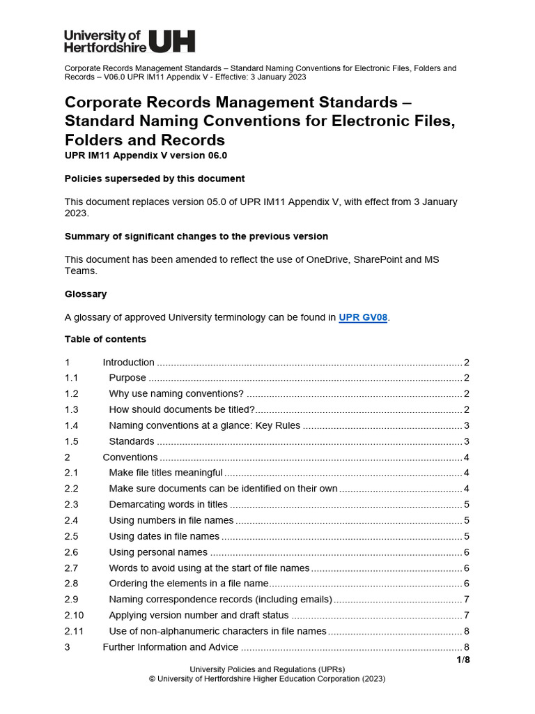 IM11 Apx5 Standard Naming Conventions | PDF