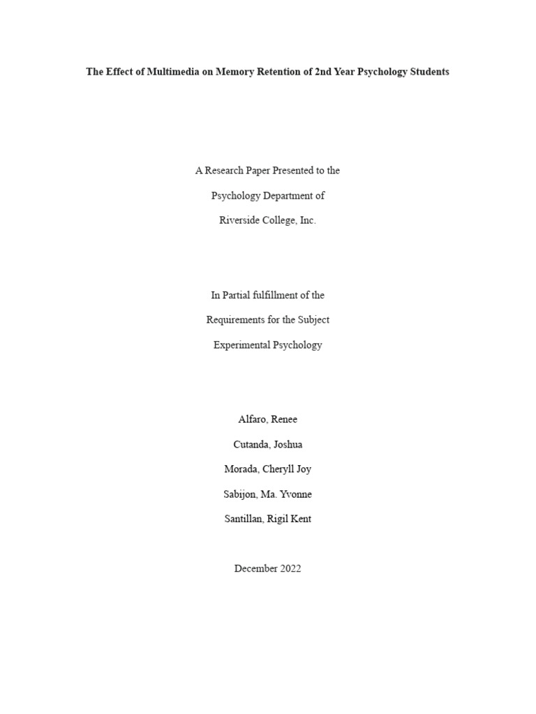 The Effect of Multimedia On Memory Retention | PDF