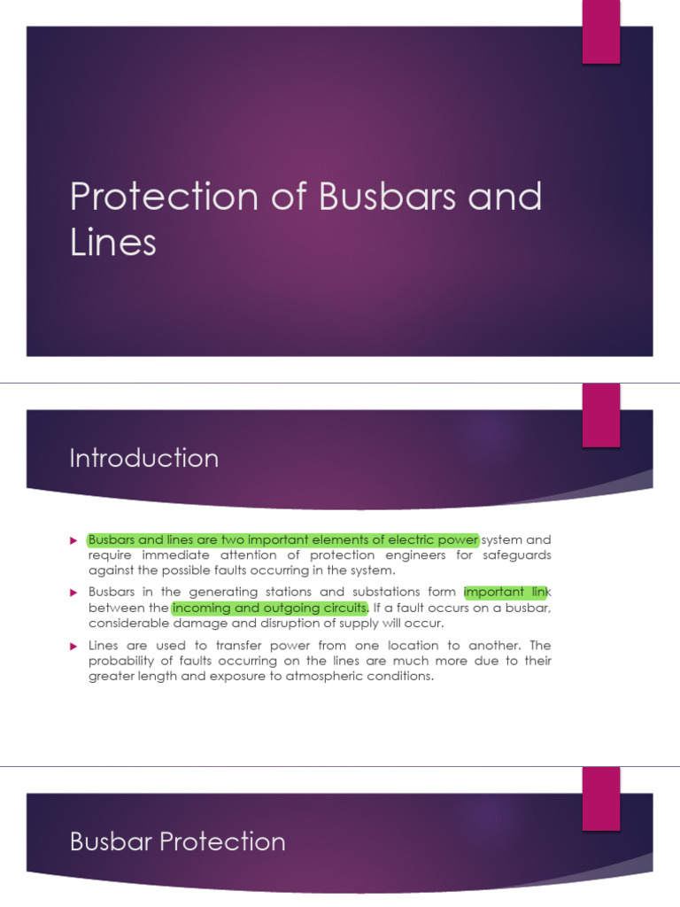 Protection of Busbars and Lines | PDF | Electrical Substation | Relay