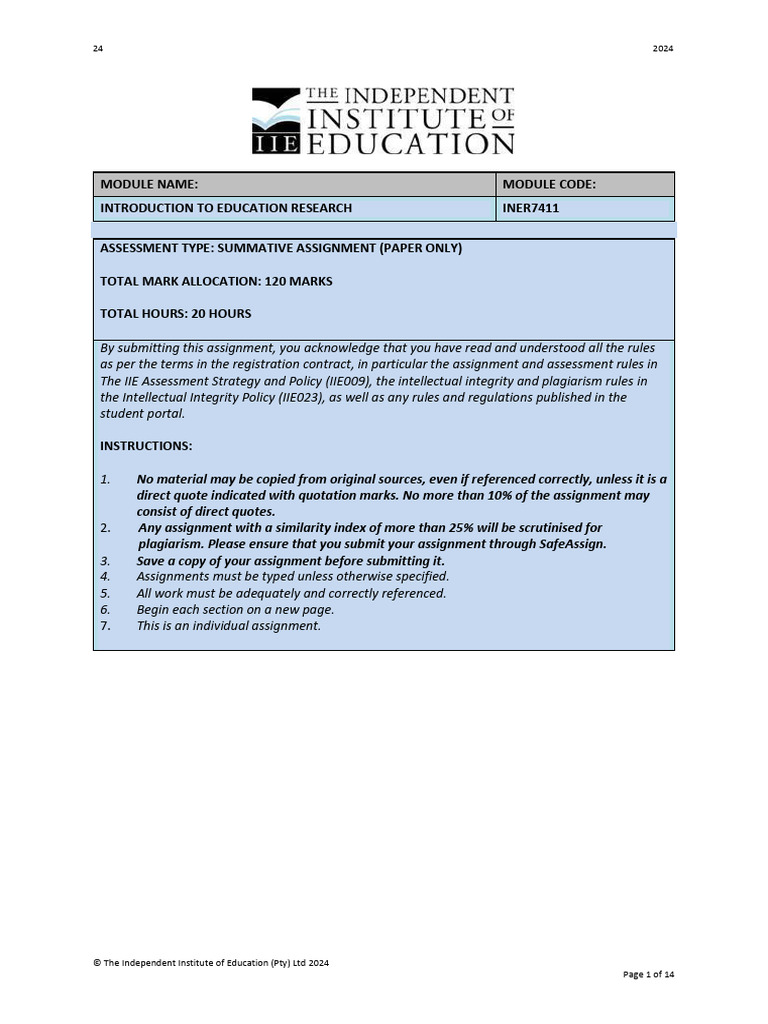 INER7411 Summative Assignment Guide | PDF | Qualitative Research | Data