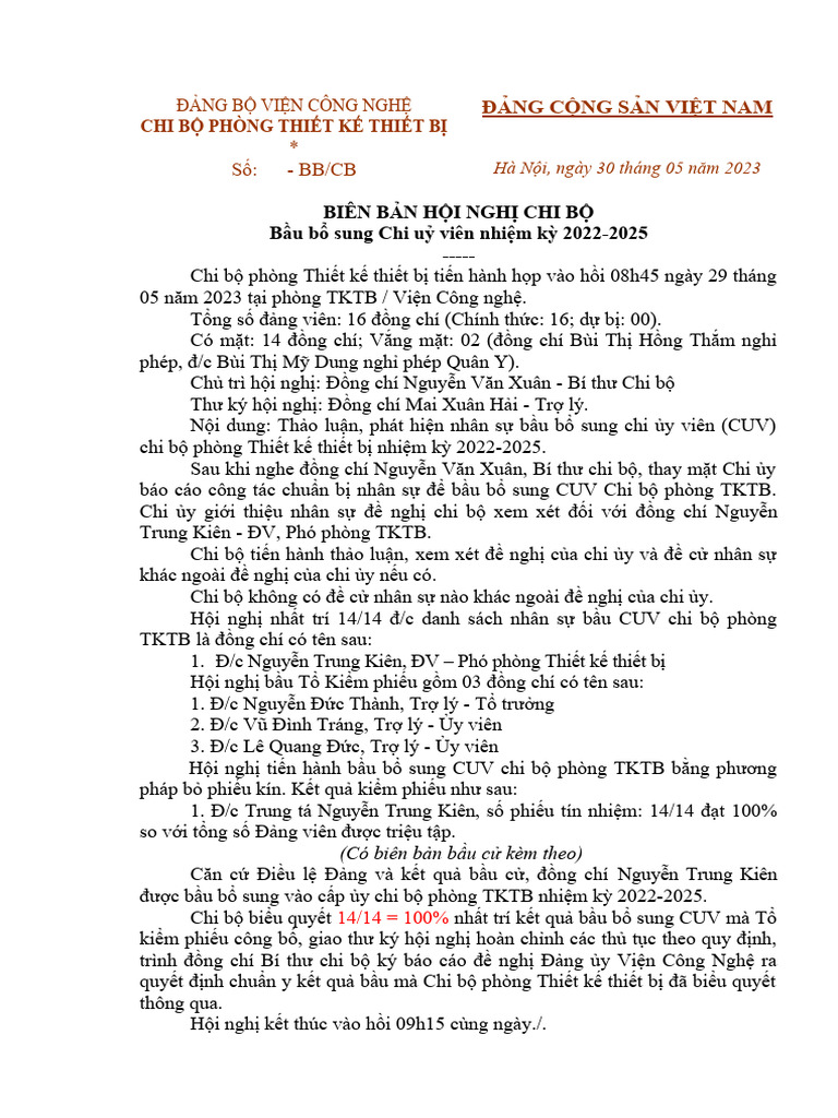 Bien Ban Hop Chi Bo | PDF