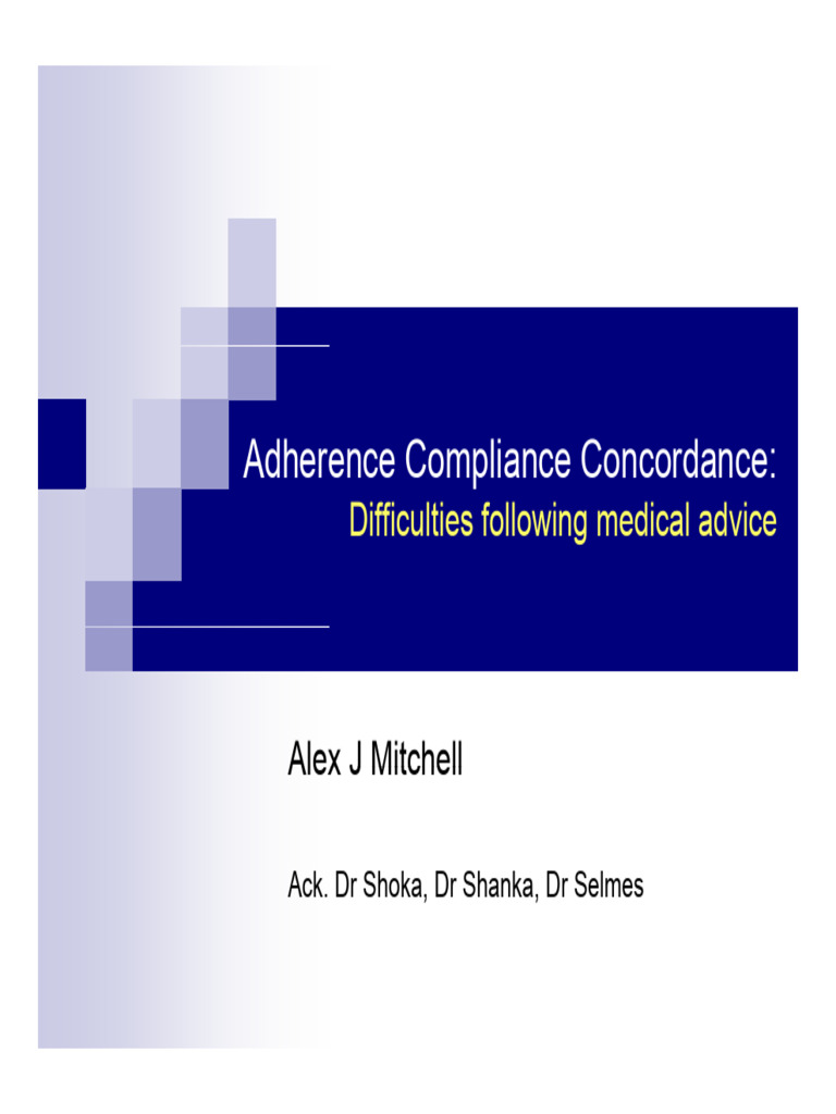 Understanding Medication Adherence Issues | PDF | Medical Specialties ...