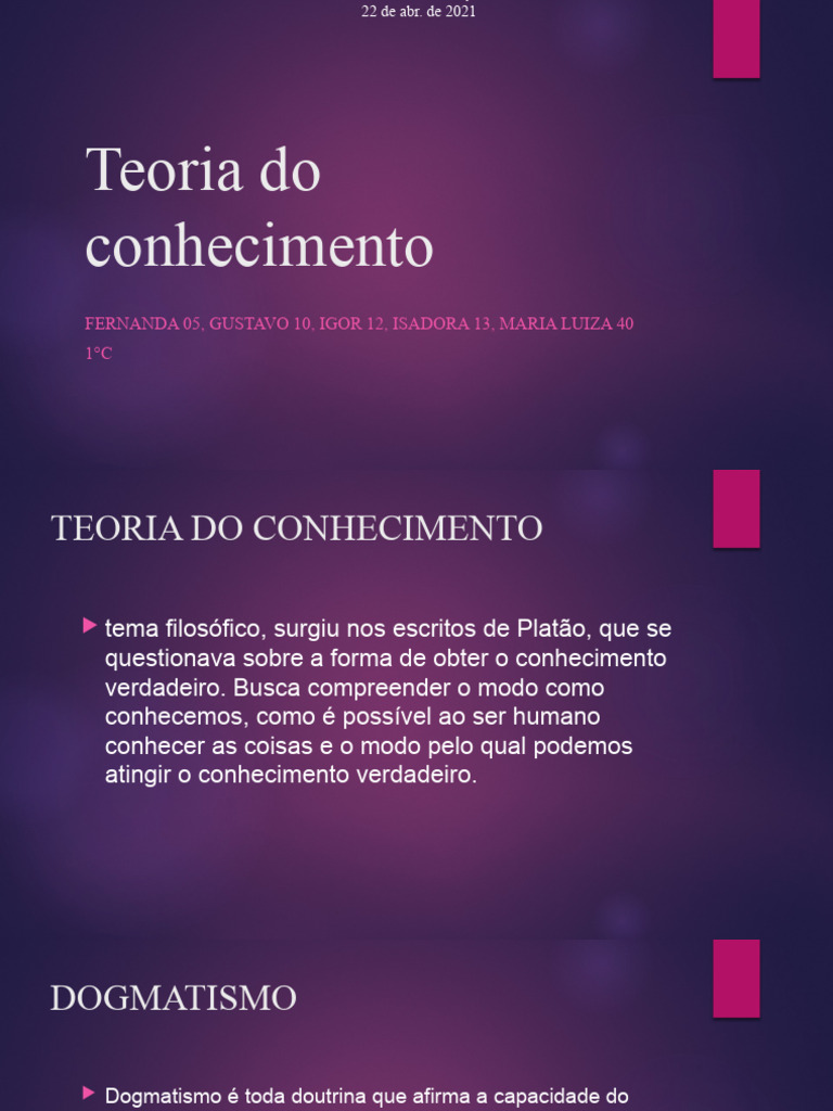 Teoria do conhecimento | PDF