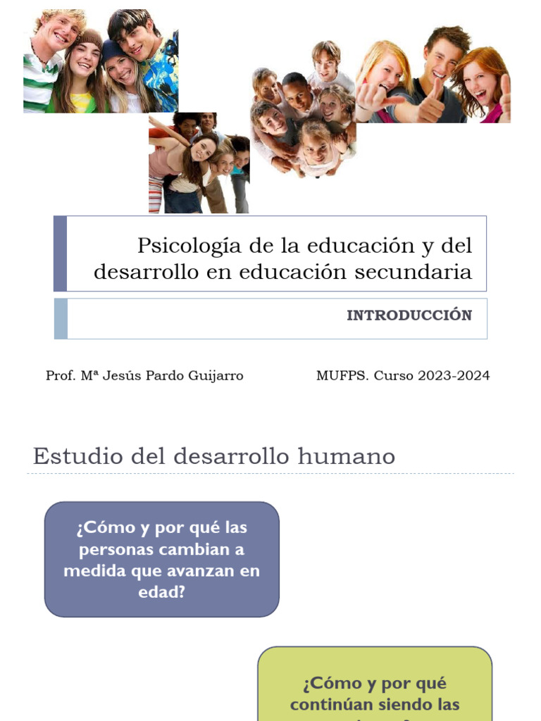 Presentación Ps Dº 2023-24 | Descargar gratis PDF | Adolescencia | Adultos