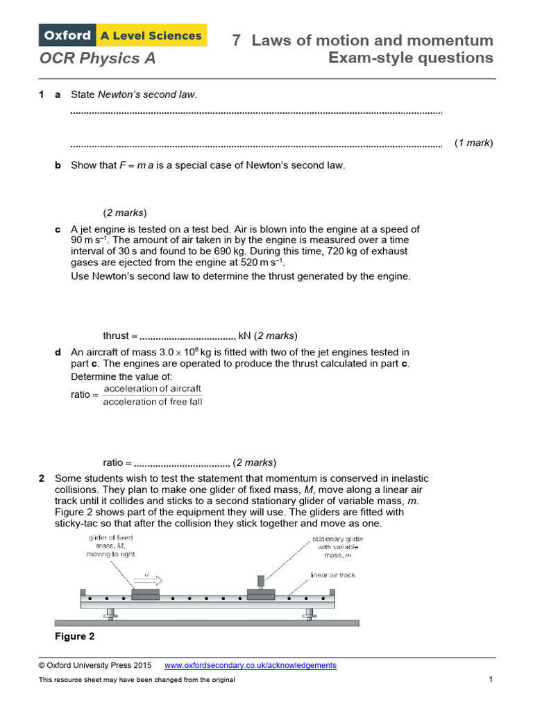 Momentum Exam Style Questions | PDF | Collision | Momentum