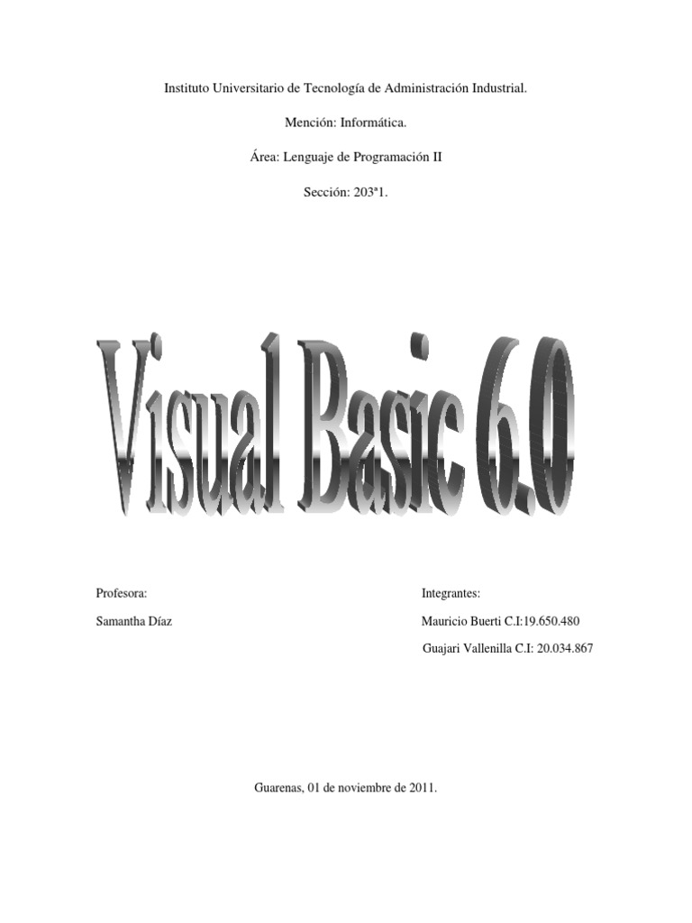Visual Basic 6.0 | PDF | Básico | Ventana (informática)