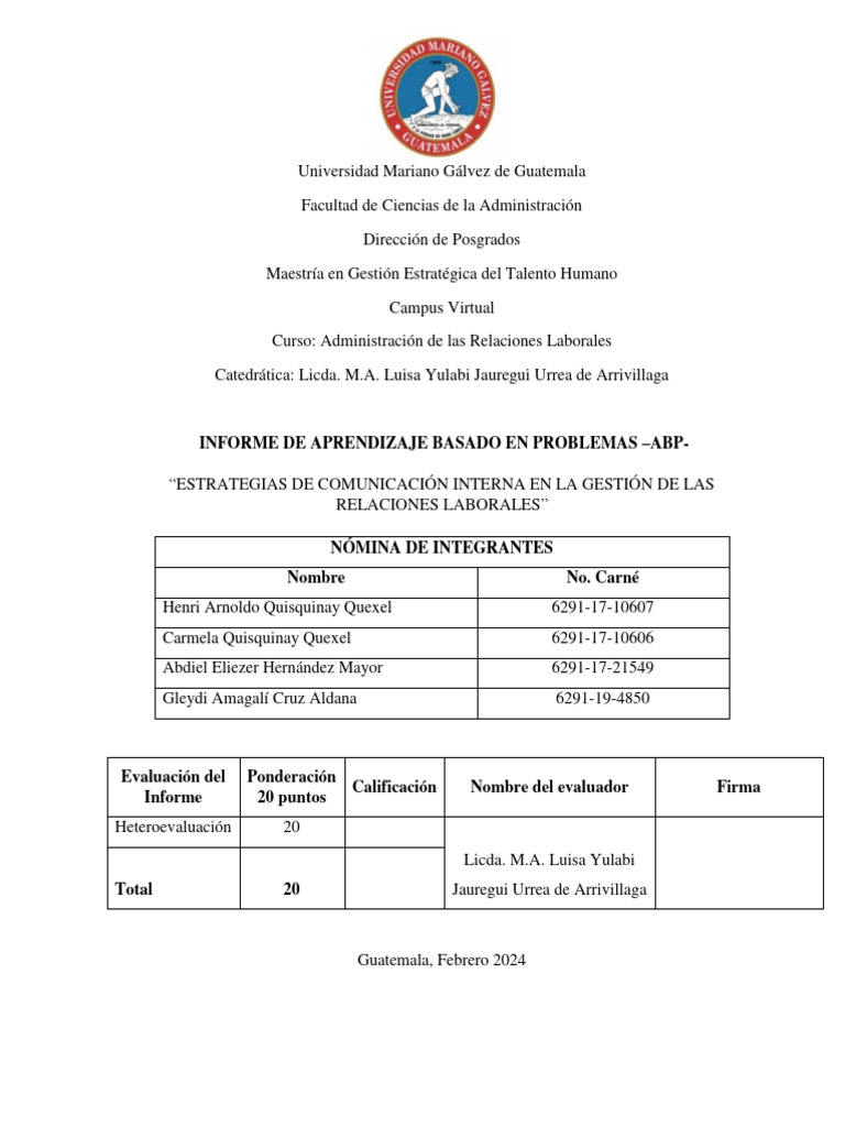 Informe de Aprendizaje Basado en Problemas -ABP | PDF | Business | Comunicación