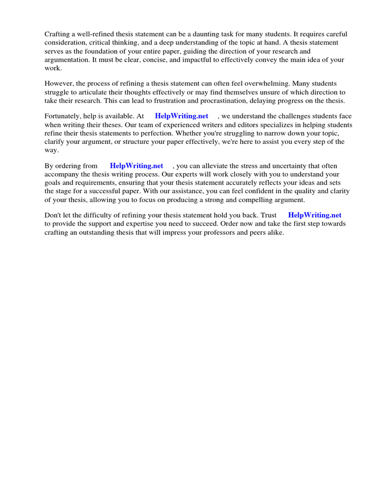 How To Refine My Thesis Statement | PDF | Career & Growth | Self ...
