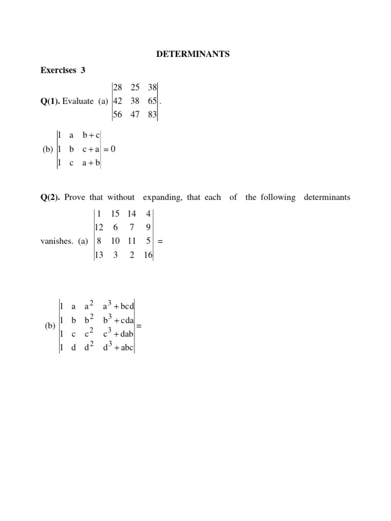 1013 - Mathematics Determinant Questions | PDF