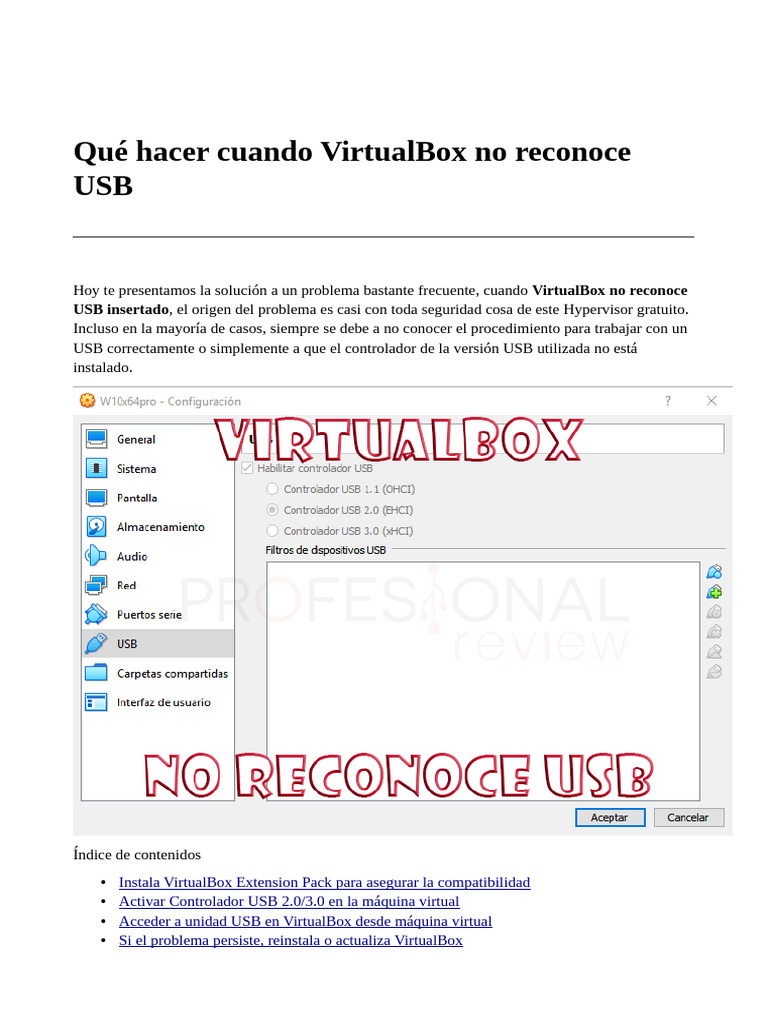 Reconocimiento Usb en Virtualbox | PDF