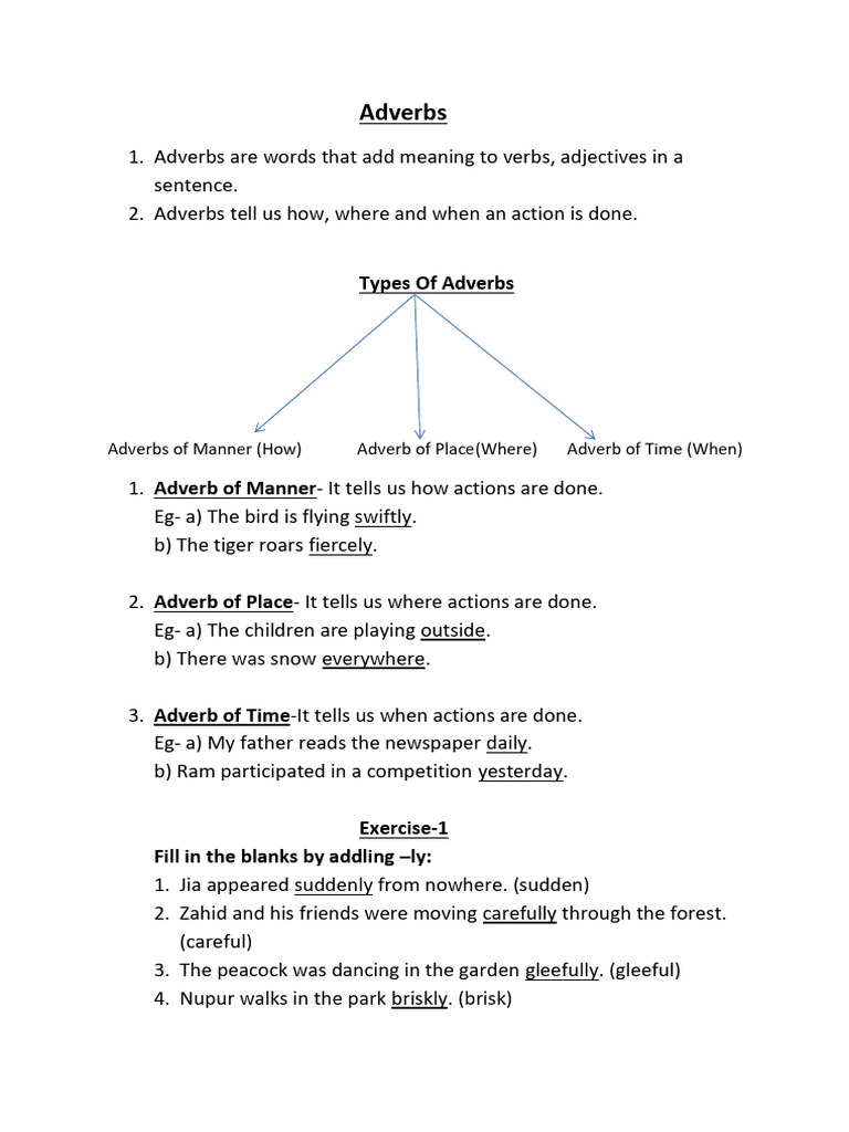 Adverbs Norebook Work | PDF