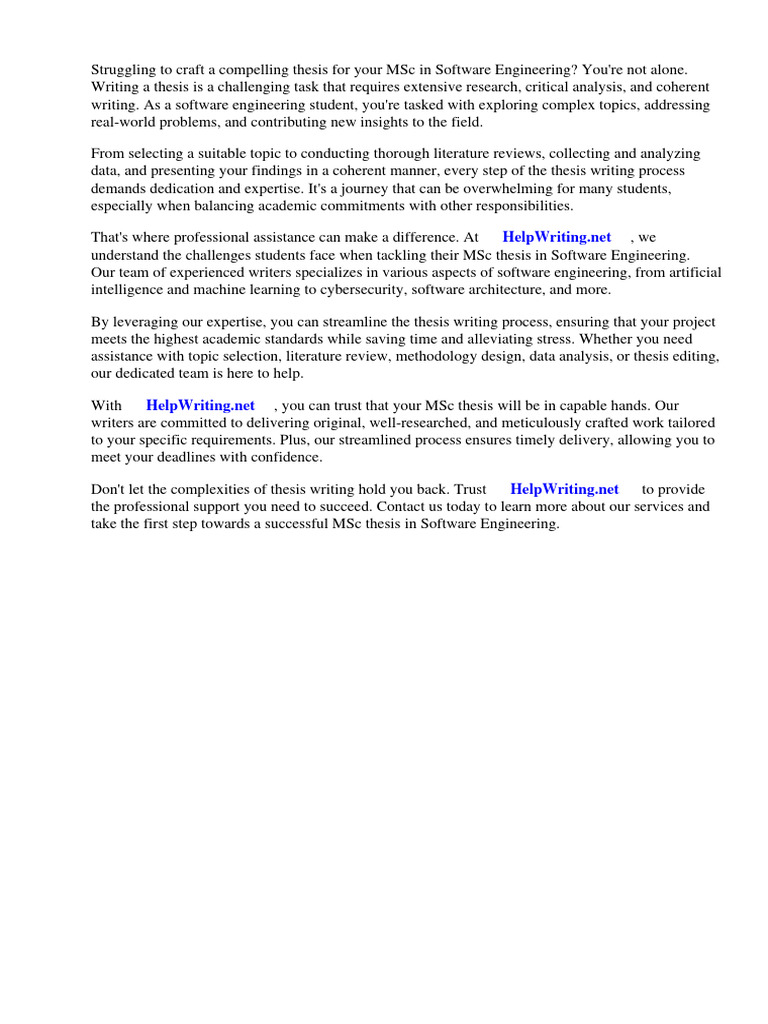 MSC Software Engineering Thesis Topics | PDF | Engineering | Thesis