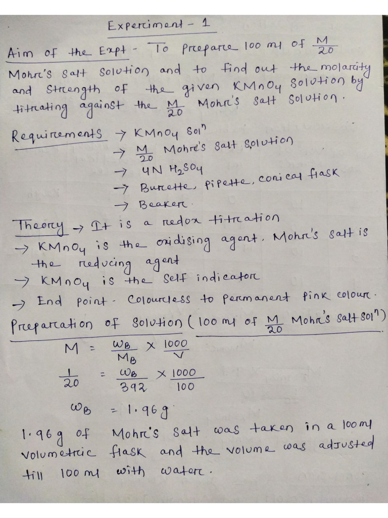 Titration 1 (Mohr's Salt) | PDF