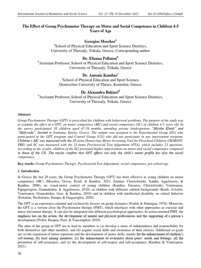 The effect of psychomotor intervention program on emotional competence ...