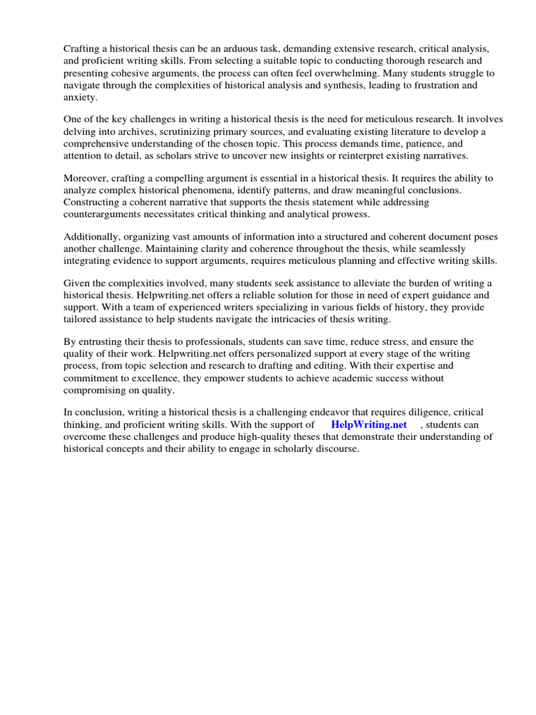 How To Write A Historical Thesis | PDF | Essays | Thesis